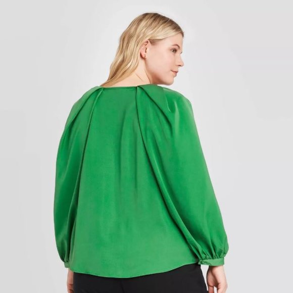 Who What Wear | Tops | Plus Size Balloon Long Sleeve Blouse Emerald ...